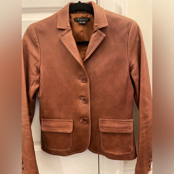 Theory | Jackets & Coats | Vintage Theory Cognac Leather Blazer | Poshmark